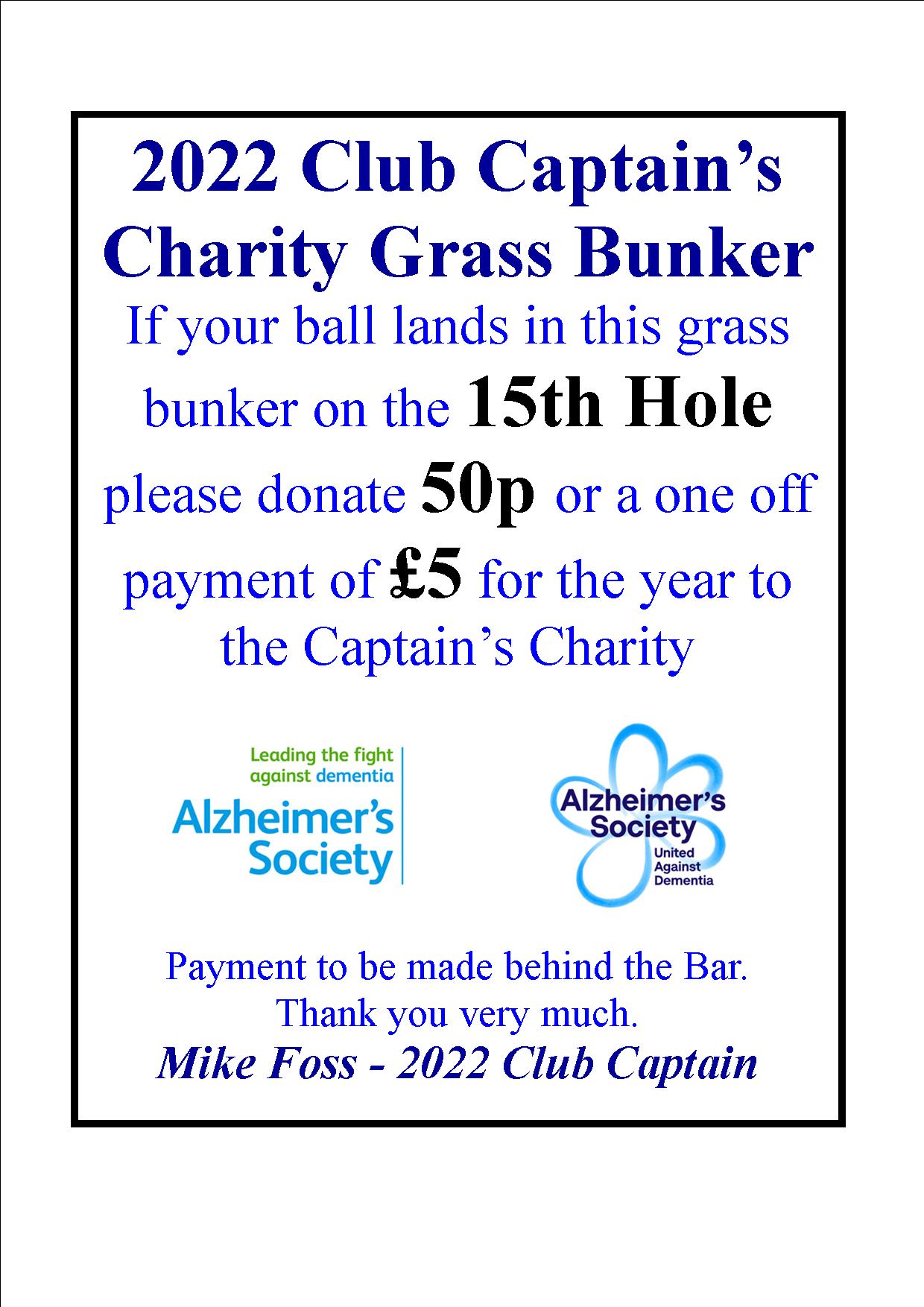 2022 Club Captain's Charity Bunkers - Church Stretton Golf Club