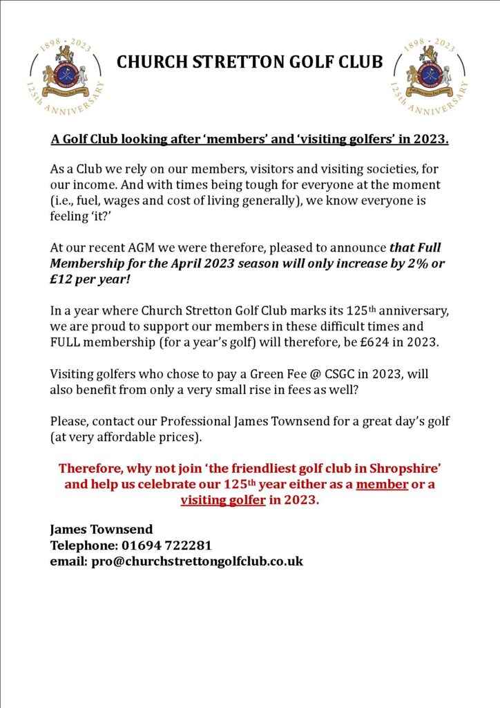 A Golf Club looking after ‘members’ and ‘visiting golfers’ in 2023 ...